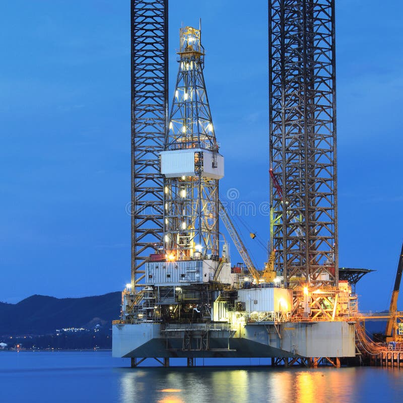 Jack Up Oil Drilling Rig in the Shipyard for Maintenance Stock Image ...