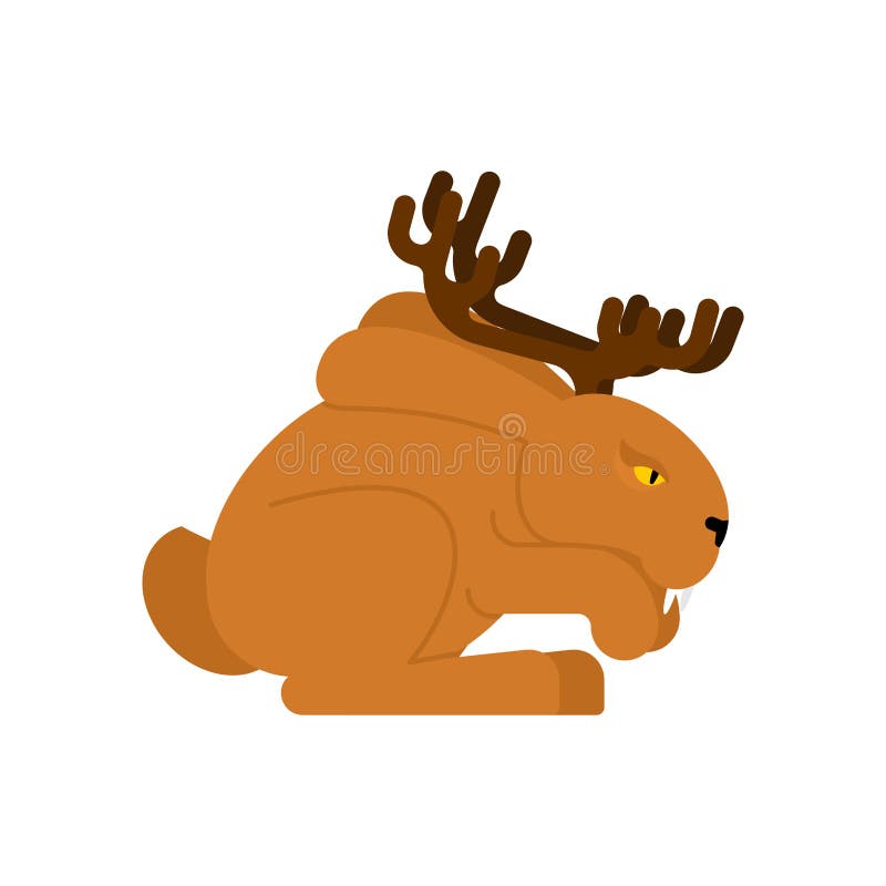 Jackalope Isolated. Hare with Antlers Mythical Animal Stock Vector ...