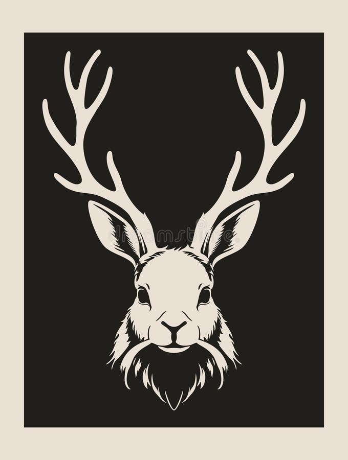 Jackalope. Hare with Horns and Wings. Wild Mystical Animal. Vector ...