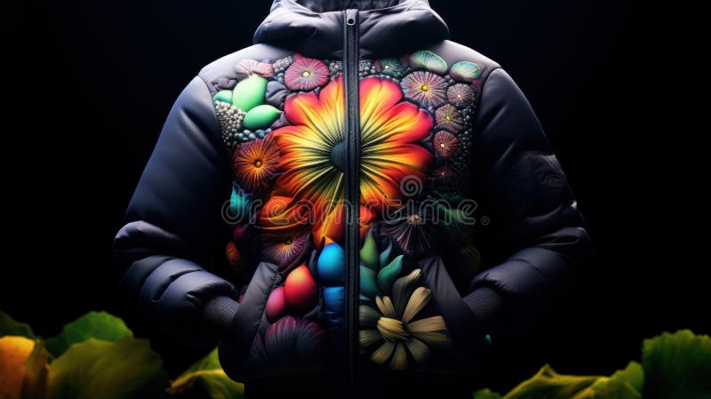 A Jacket with a Colorful Flower Design on it is Shown, AI Stock Photo ...