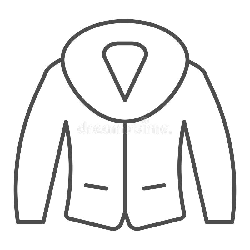 Jacket With Fur Thin Line Icon Winter Clothing Vector Illustration