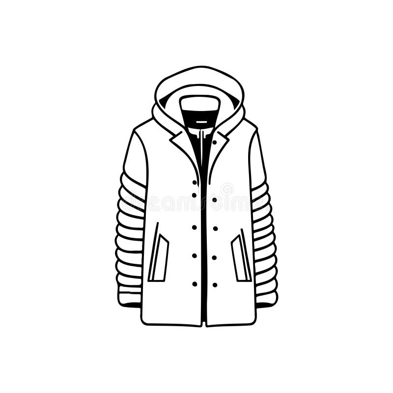 Jacket Icon Hand Draw Black Colour Cloth Winter Logo Symbol Perfect ...