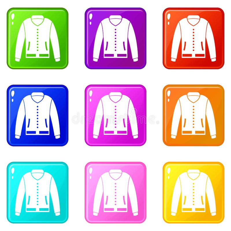 Jacket icons 9 set stock vector. Illustration of simple - 96154480