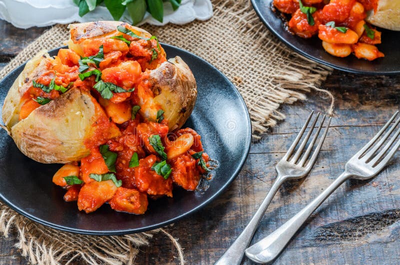 Jacket potato stock image. Image of baked, mediterranean - 268810621