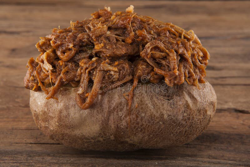 Jacket Potato Pulled Pork Melting Cheese Top Blue Fork Stock Photos ...