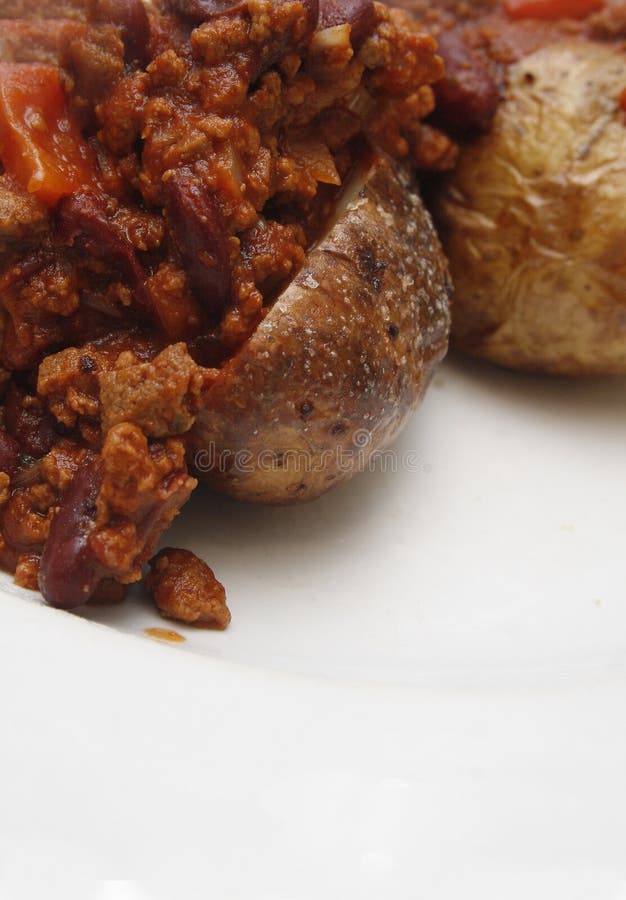 Jacket Potato with Chilli stock photo. Image of mince - 6355196