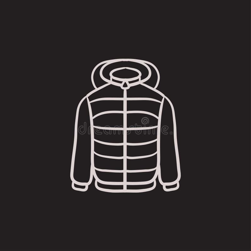 Down Feather Jacket Hand Drawn Sketch Icon. Stock Vector - Illustration ...