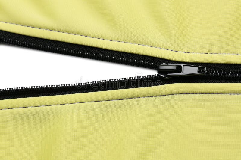 Jacket with Zipper on White Background, Top View Stock Image - Image of ...