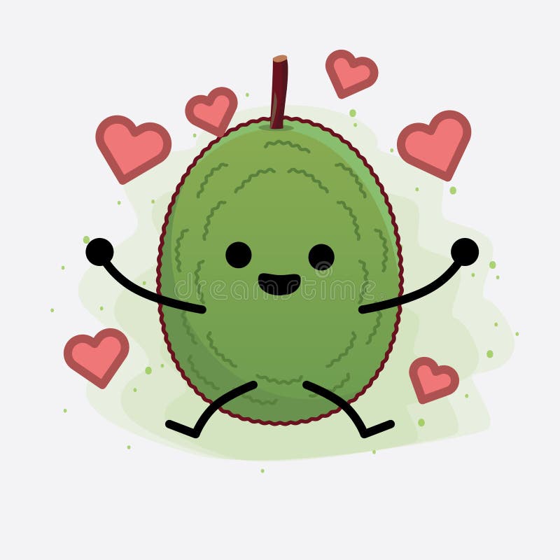 Jackfruit Cute Character Illustration with Simple Face, Hands and Legs ...