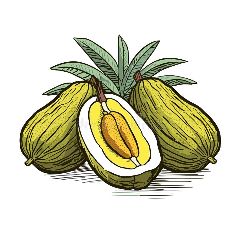 Jackfruit Hand-drawn Illustration. Jackfruit. Vector Doodle Style ...
