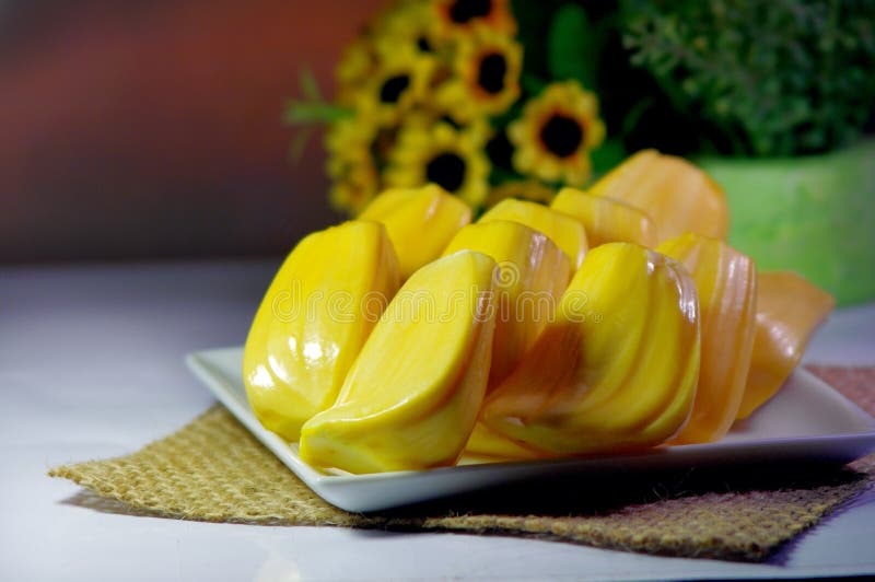 Jackfruit on plate stock photo. Image of tropical, serving - 54489322