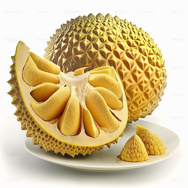 Jackfruit, Unusual Tasty Fresh Tropical Fruit Isolated on White Close ...