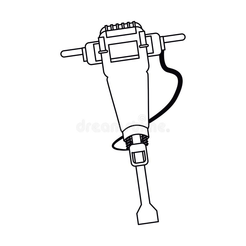 Jackhammer Construction Tool Design Outline Stock Vector - Illustration ...