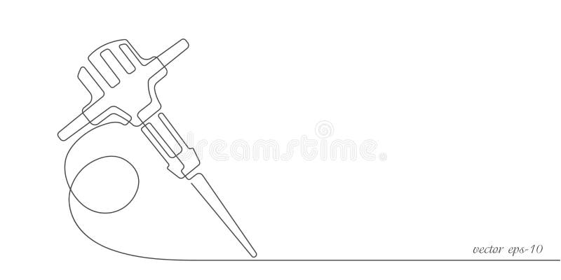 Jackhammer Drawing.Construction Work Tool.Continuous Line Drawing ...