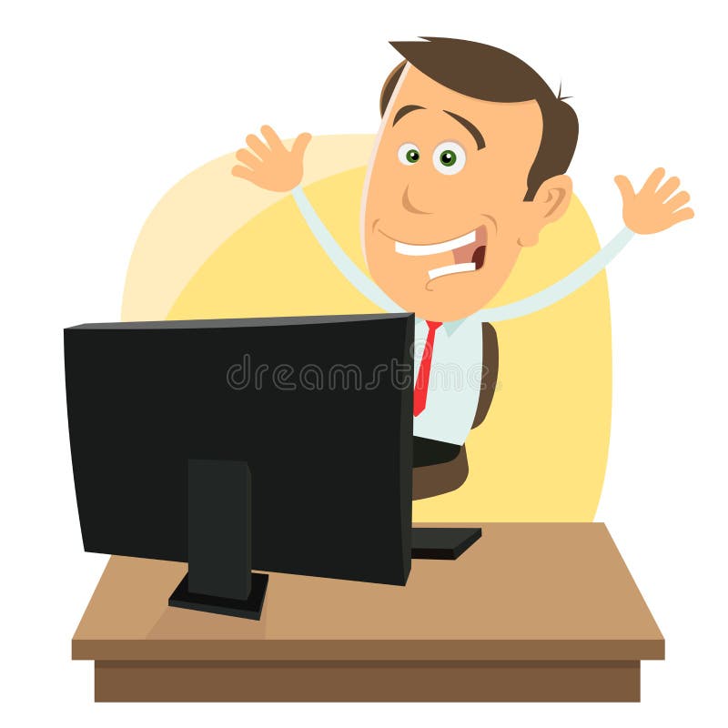 Happy man with computer stock vector. Illustration of internet - 26413220