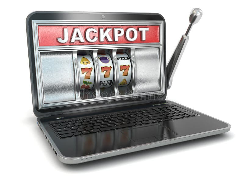 Online Gambling Concept. Laptop Slot Machine Stock Illustration ...