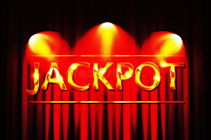 Jackpot Word on Banner with Red Curtains Stock Illustration ...