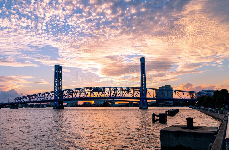Jacksonville Bridge at Sunset Stock Image - Image of drawbridge, johns ...