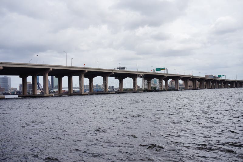 Jacksonville Downtown Bridge Editorial Photo - Image of holiday ...
