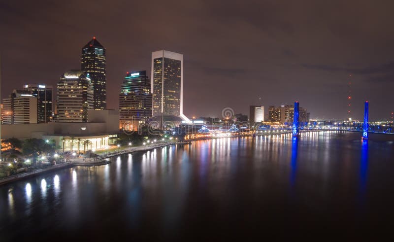 Jacksonville Florida at Night Stock Image - Image of office, city: 7476125
