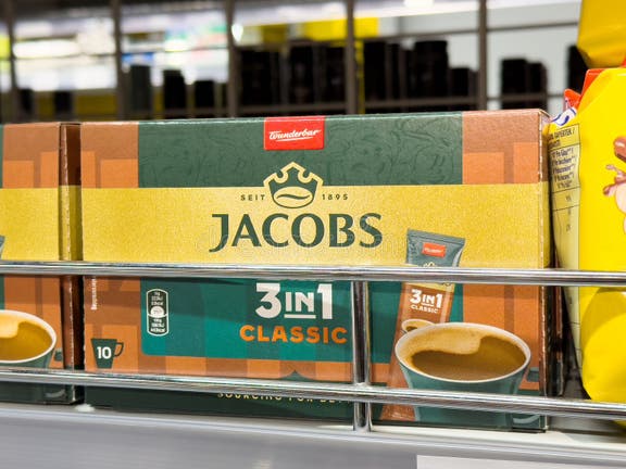 Jacobs 3 in 1 Classic Coffee Pack on Supermarket Shelf Editorial Stock ...
