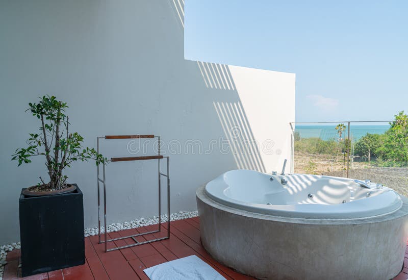 Jacuzzi at the Balcony stock photo. Image of relax, holiday - 60926912