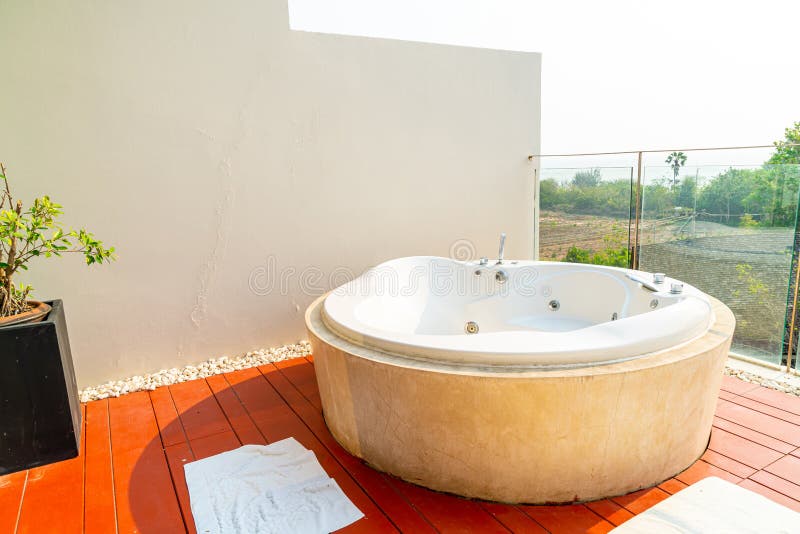 Jacuzzi Bath Tub on Balcony Stock Image - Image of healthy, clean ...