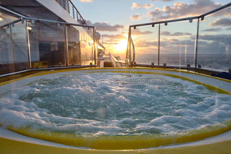 Jacuzzi on a Cruise Ship at Sunset Stock Image - Image of recreation ...