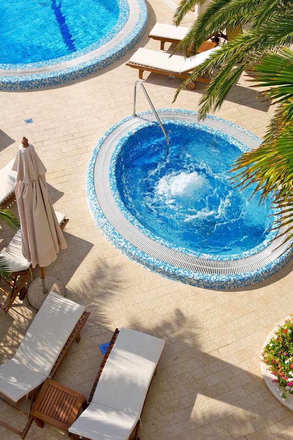 Outdoor Jacuzzi at the Luxury Villa Stock Image - Image of swimming ...