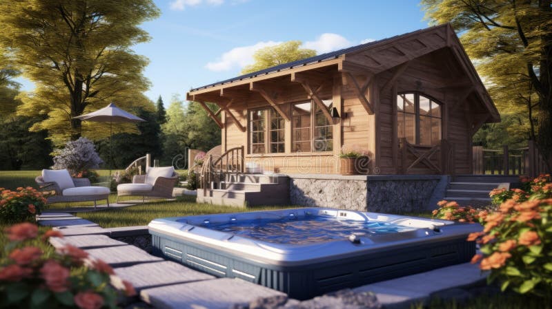 Jacuzzi on the Terrace of Luxury Hotel. Spa Complex, Vacation and ...