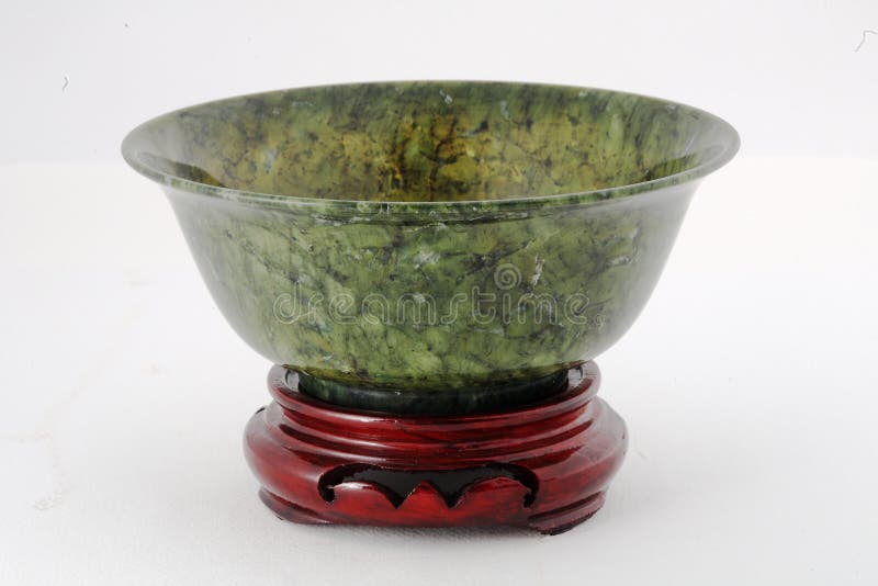 Jade Bowl with Abstract Stripe Pattern on White Backgro Stock Image ...