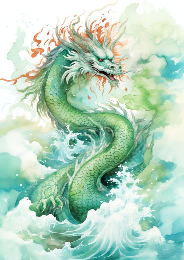 Jade Dragon Chinese New Year Pattern Stock Illustration - Illustration ...