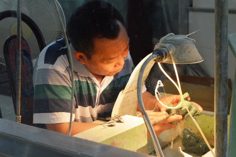 Jade processing editorial stock photo. Image of natural - 76132103