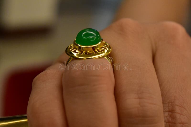 Jade Ring is a Gold Ring Decorated with Jade and Genuine Editorial ...