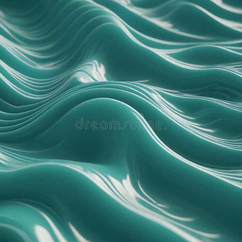 Jade Ripples in Teal Abstract 3D Wave Design Stock Illustration ...