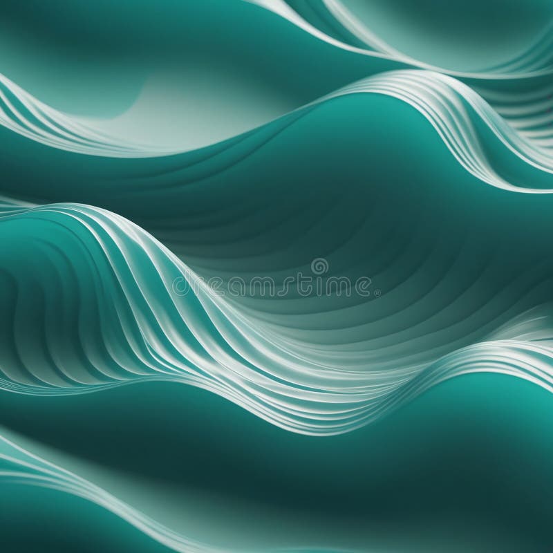 Jade Ripples in Teal Abstract 3D Wave Design Stock Illustration ...
