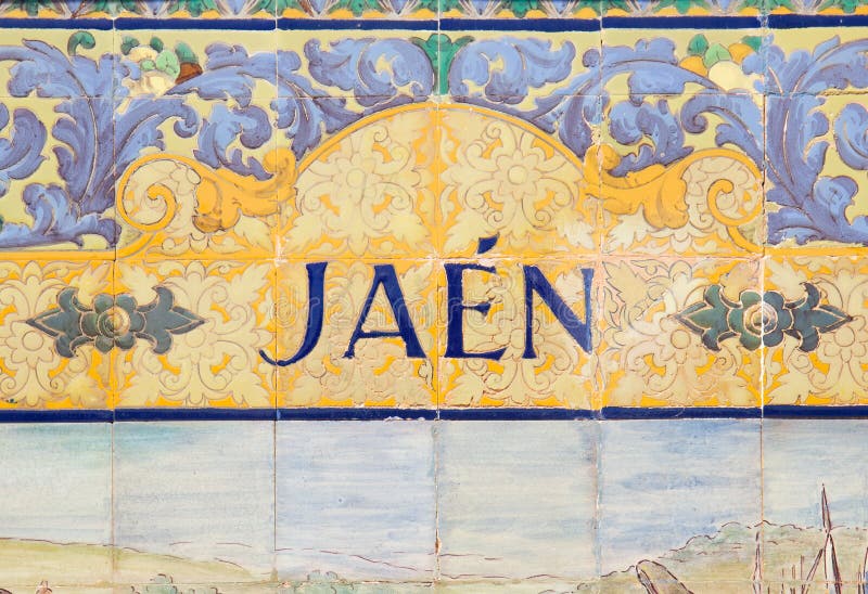 Jaen Sign Over a Mosaic Wall Stock Image - Image of colourful ...