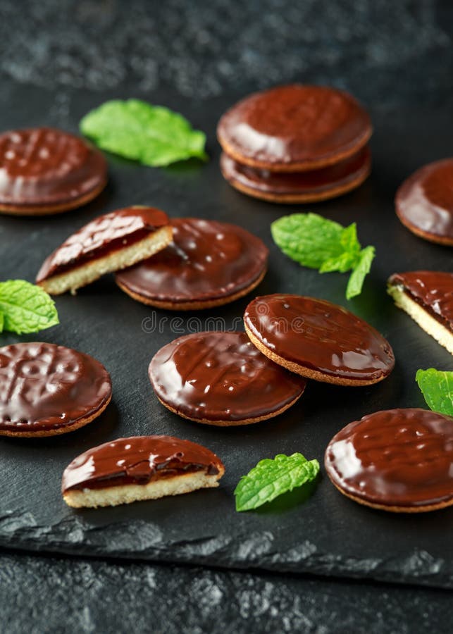 Jaffa Cakes Sweet Cookies with Orange and Chocolate Stock Photo - Image ...