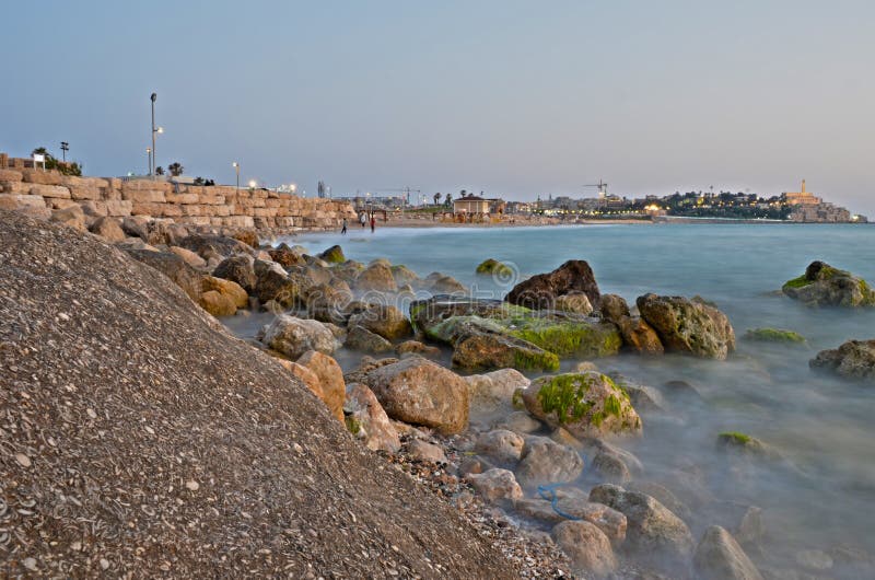 Jaffa coast line stock photo. Image of rocks, long, port - 24941510