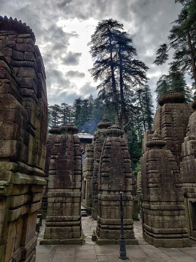 Jageshwar Temples Surrounded by Trees Under a Cloudy Sky in the Indian ...