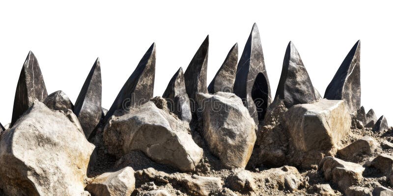 Jagged Black Rock Formation with Sharp Edges Isolated on Transparent ...