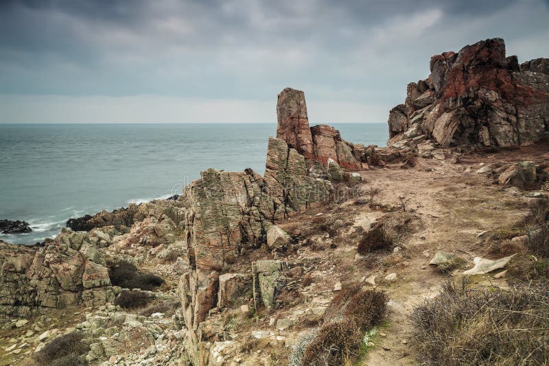 Jagged cliffs landscape stock image. Image of nature - 140016617