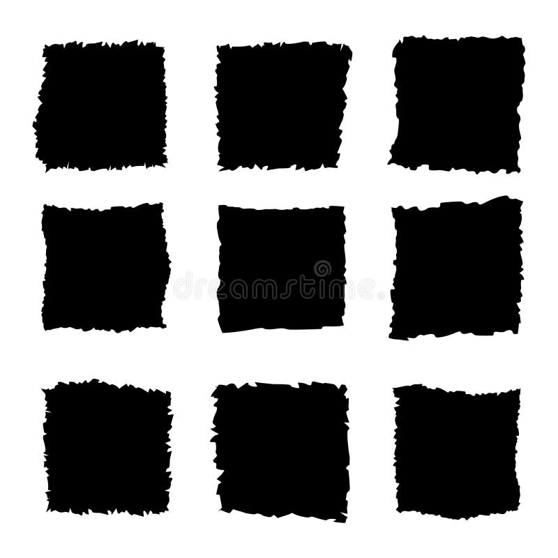 Jagged Torn Paper Set. Black Shape Ripper and Strip. Texture Grunge ...