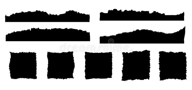 Jagged Edge Rectangle Shapes, Frames. Torn Paper Cut Piece Collection ...