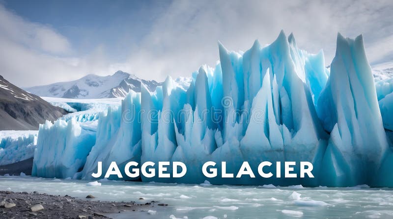 Jagged Glacier Towering Over Icy Waters Under a Cloudy Sky in a ...