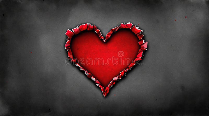 Jagged Heart: Dramatic Design on a Grunge Background, Generative Ai ...