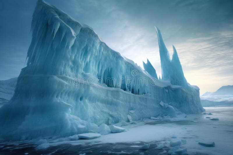 Jagged Ice Formations on Glacier Edge Stock Illustration - Illustration ...