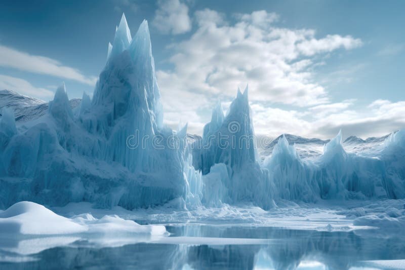 Jagged Ice Formations on Glacier Edge Stock Illustration - Illustration ...