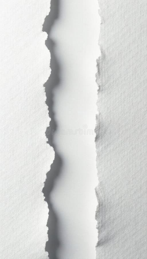 Jagged, Irregular Tear in White Paper; Light Shadow , Template ...