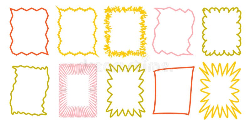 Jagged Line Rectangle Form, Line in Yellow, Red Color Vector Stock ...